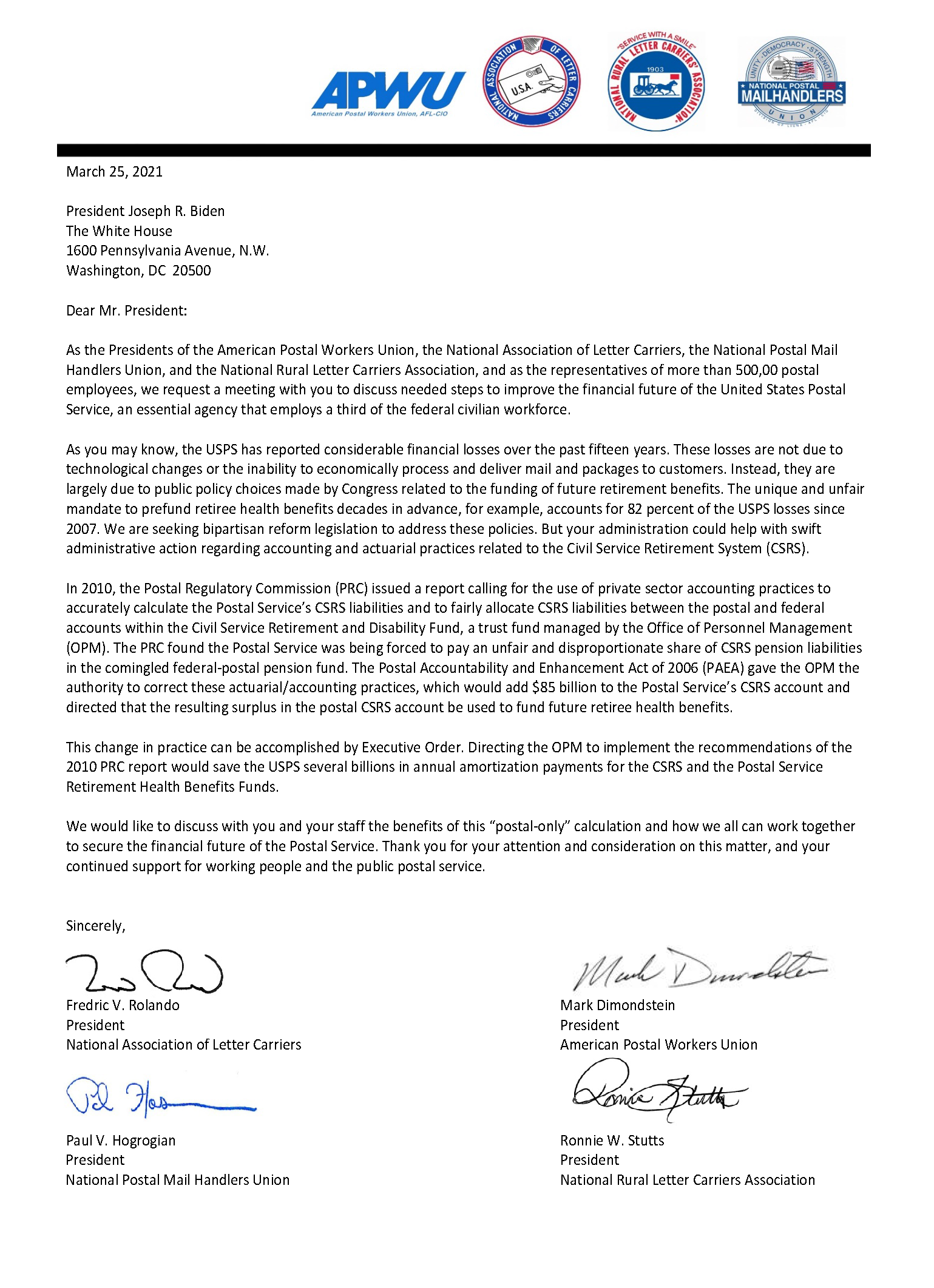 In letter to White House, President Renfroe calls for executive action ...